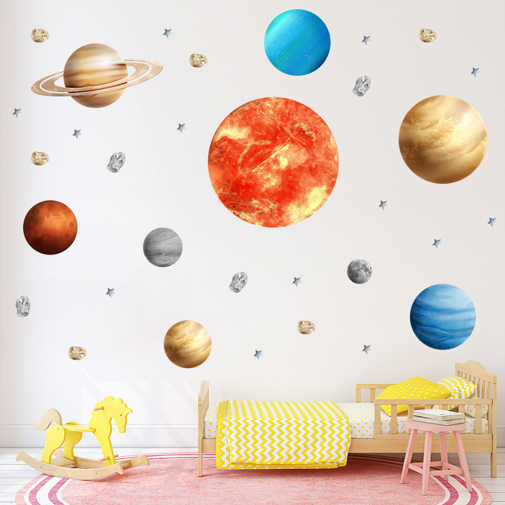 3D Wall Sticker Decoration Sticker Solar System 9Planet Sticker ...