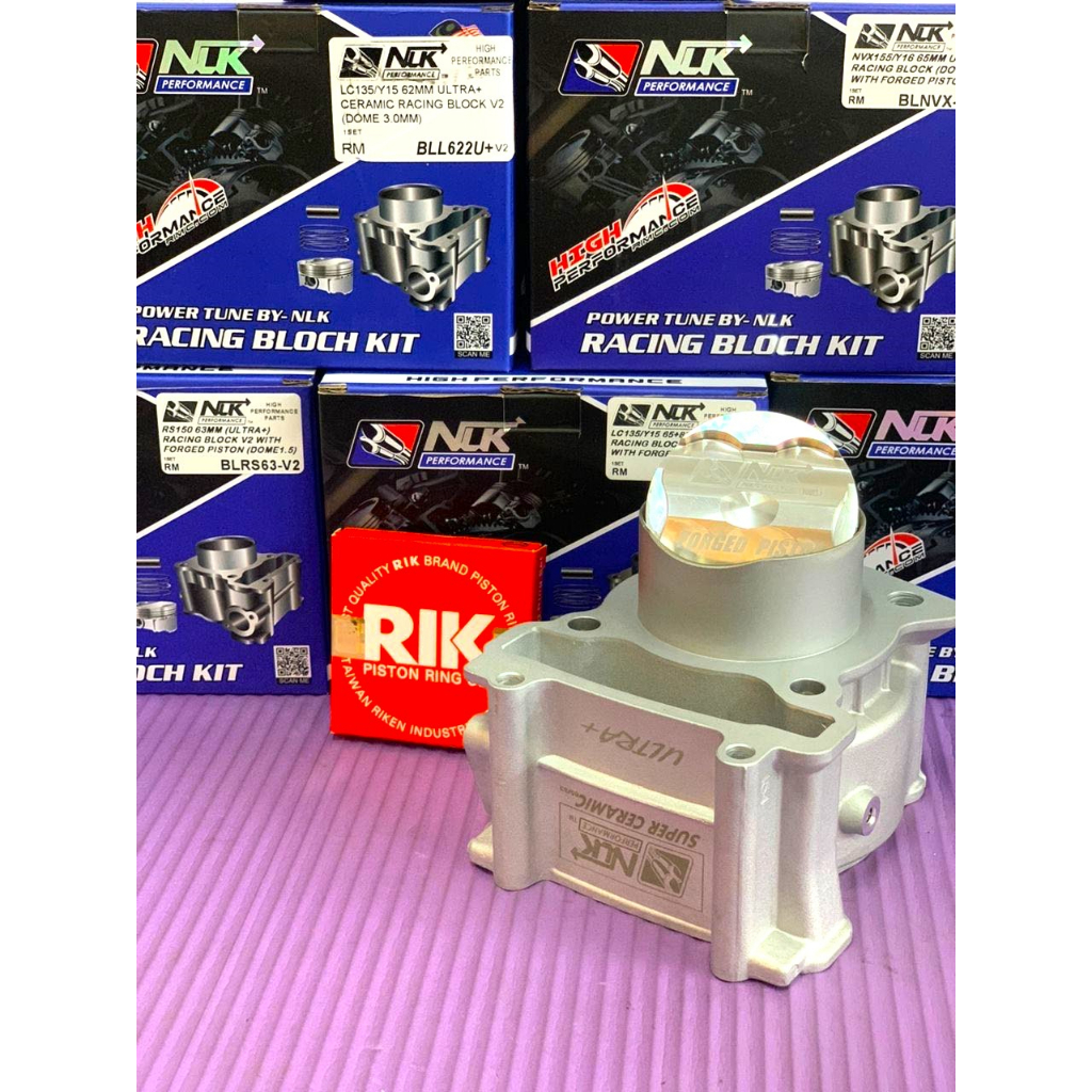 NLK SUPER CERAMIC RACING BLOCK LC135 / Y15ZR ULTRA+ V2 WITH FORGED PISTON FJN 57MM 62MM 63MM ...
