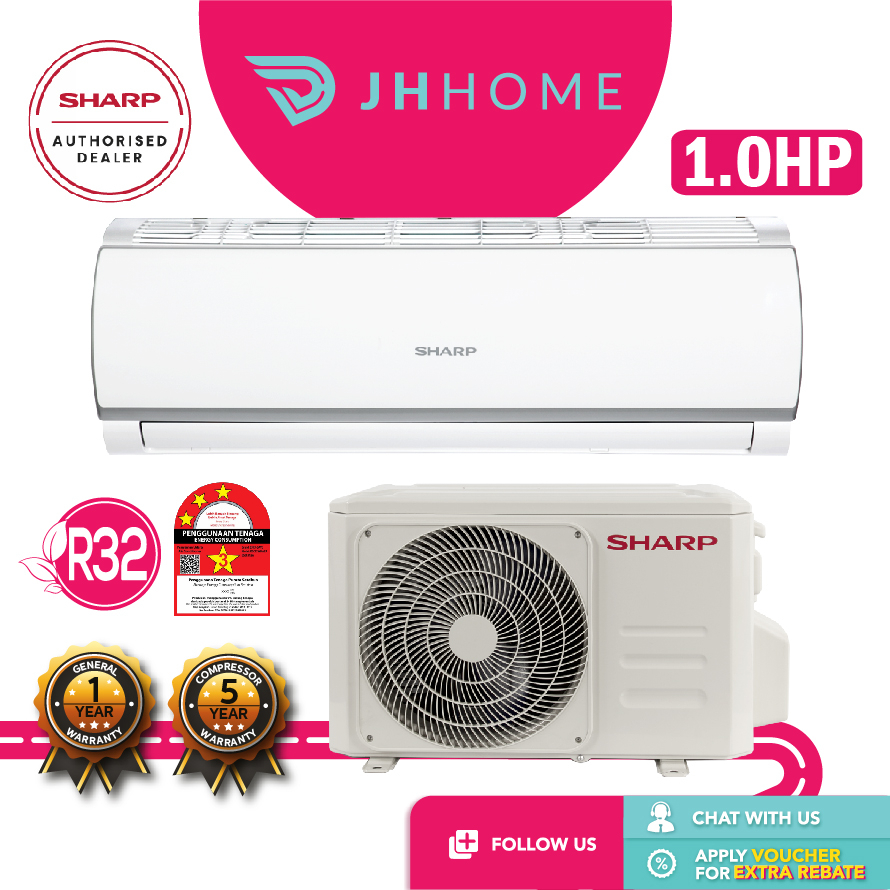 Sharp 1.0HP R32 Non-Inverter Air Conditioner AHA9WCD2 / AUA9WCD2 | AHA9XCD / AUA9XCD | Dual ...