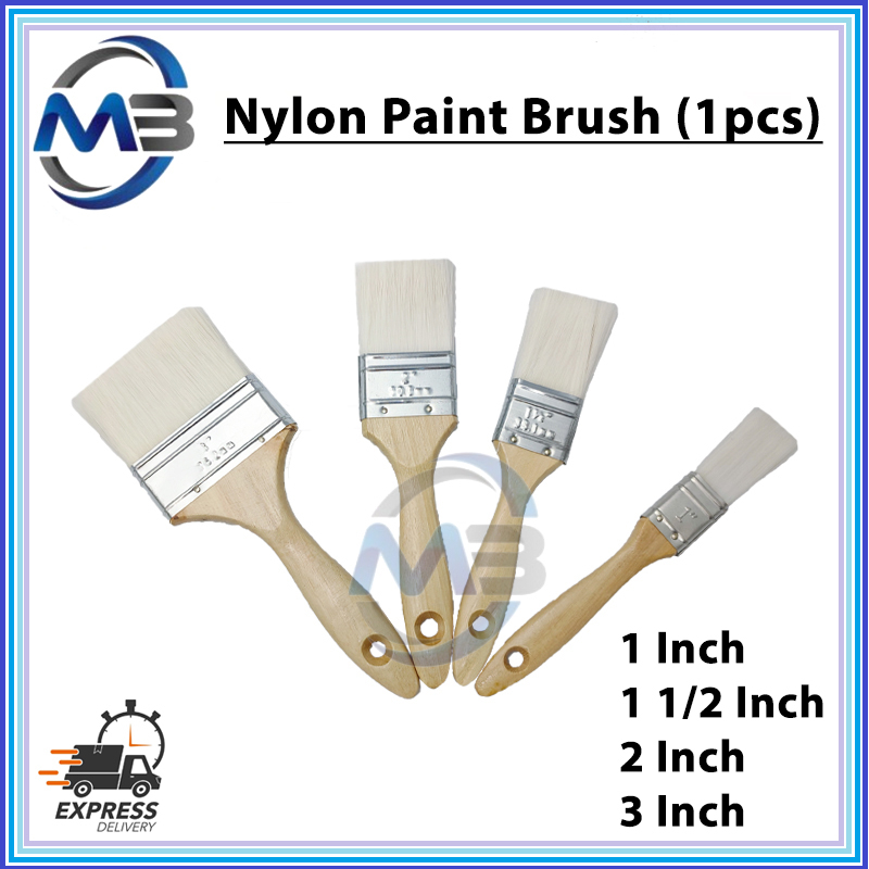Berus Cat Nylon Putih | White Nylon Paint Brush Various Sizes 1”, 1 1/2 ...
