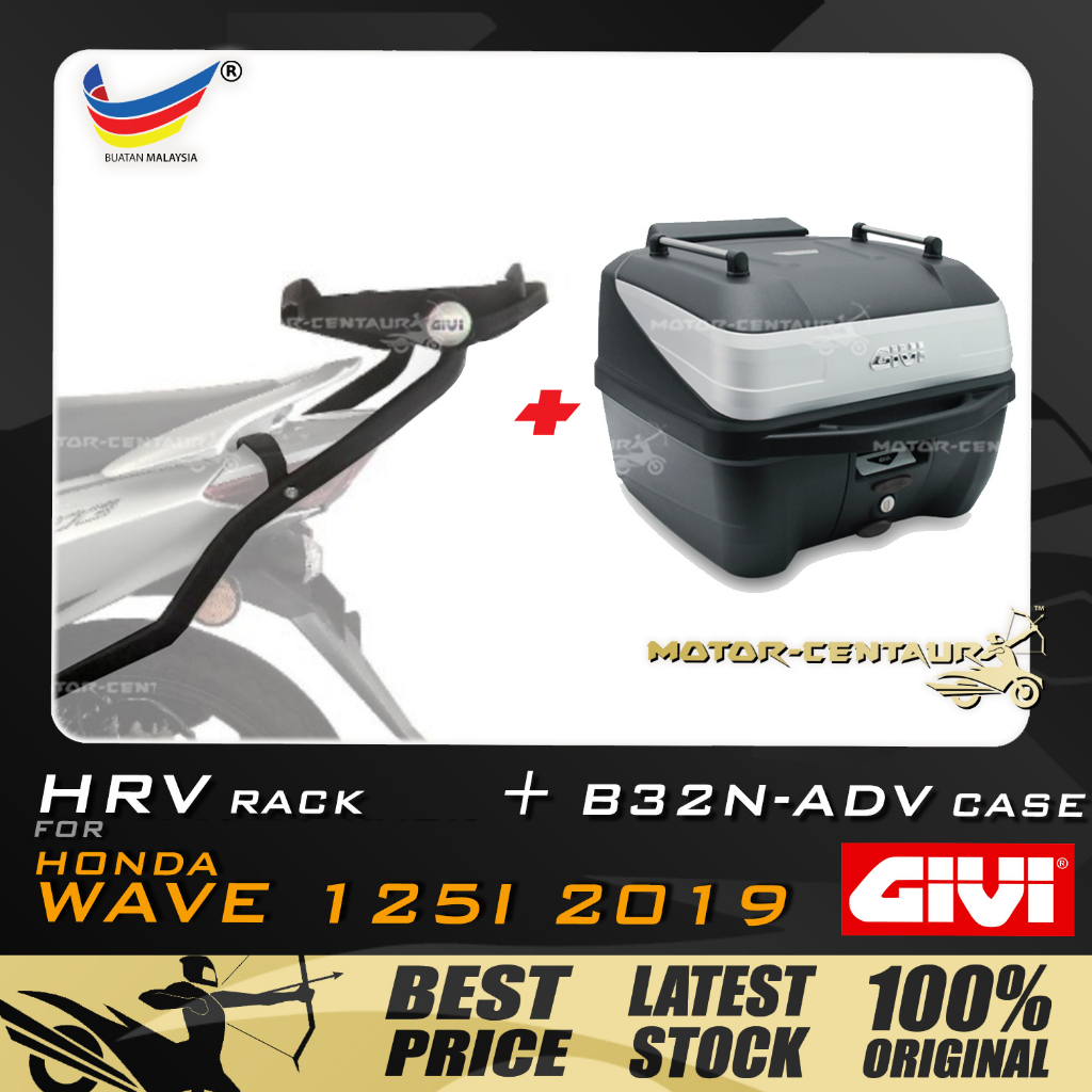 SET KOMBO KOTAK/BOX GIVI B27/B270/B32/B33/B42/B45/E43/E250 TOP CASE + GIVI HONDA WAVE 125i >2019 ...