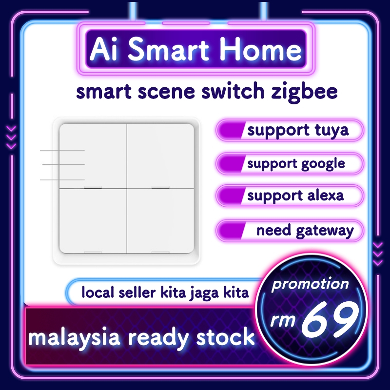 Tuya ZigBee 4Gang smart wireless scene zigbee switch 4Gang 12 Button ...
