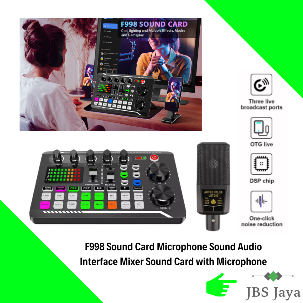 F998 Sound Card Microphone Sound Audio Interface Mixer Sound Card with Microphone | Shopee Malaysia