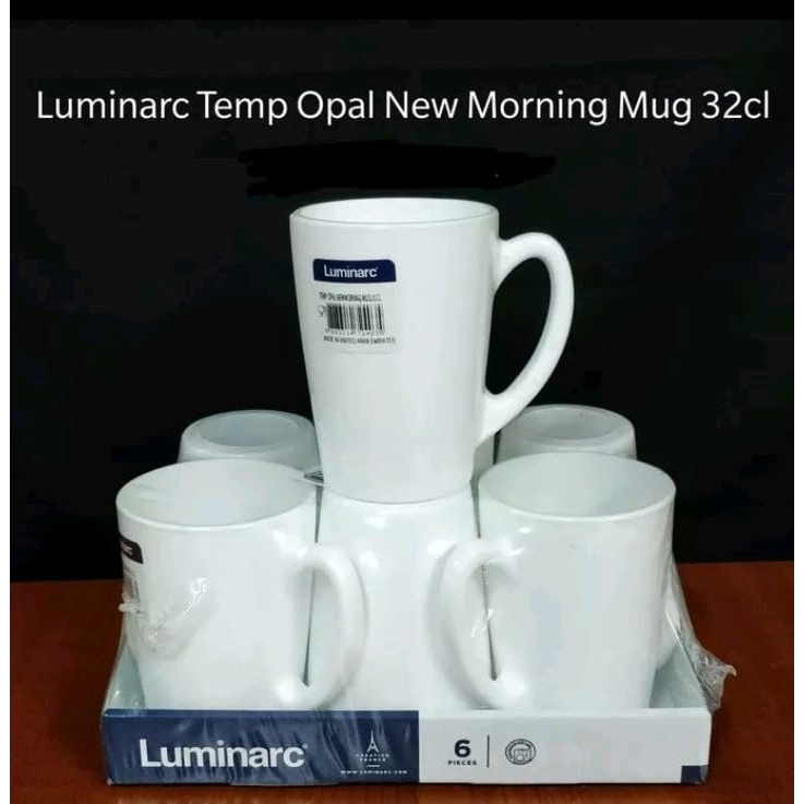 LUMINARC MUG 6 PCS ESSENCE WHITE EVERDAY MUG/GELAS KACA/GELAS MINUMAN ...