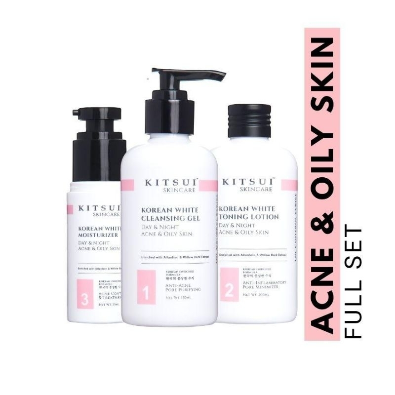 KITSUI Korean White Acne & Oily Skin Skincare Set (EXP 2025) | Shopee ...