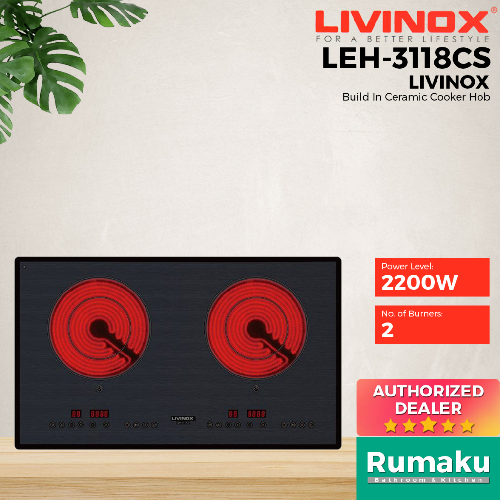 LIVINOX LEH 3118CS Built-In Ceramic Electric Cooker Hob Cooker Dapur ...