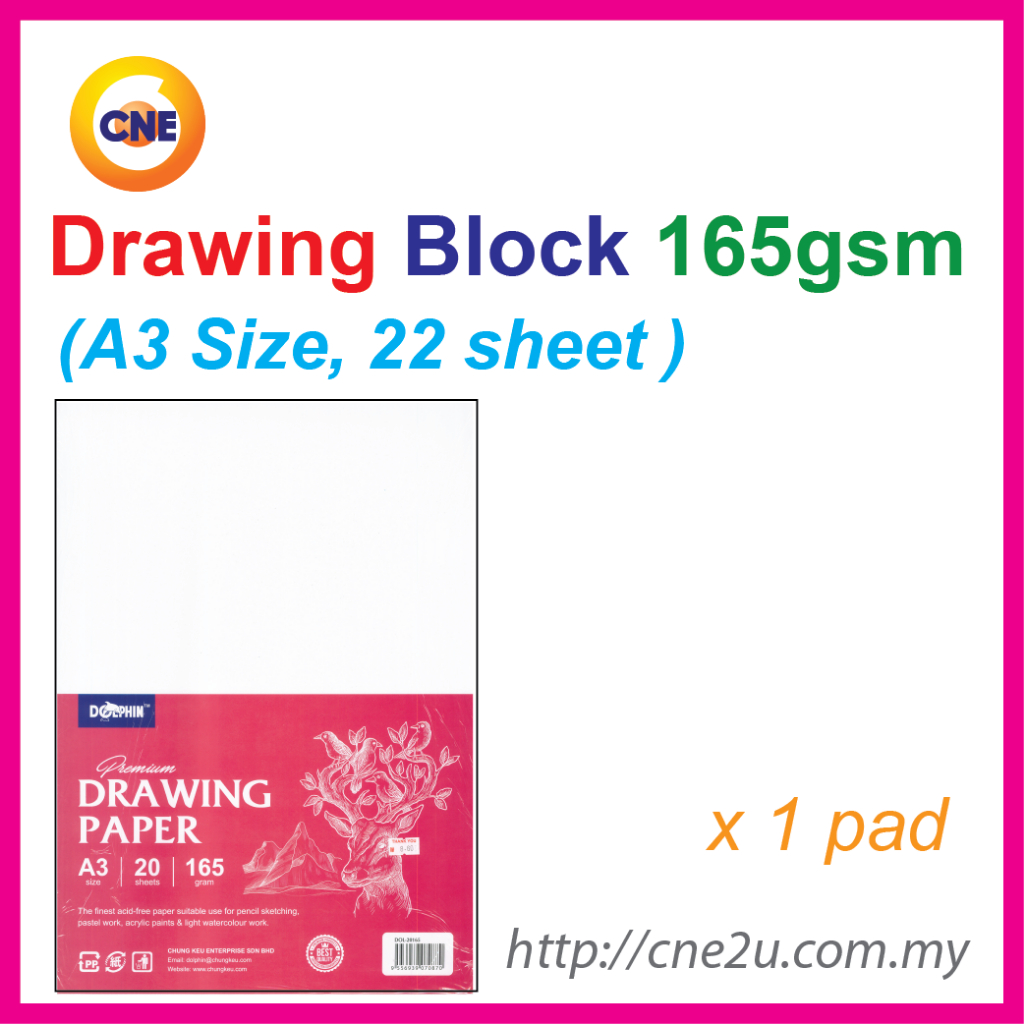 A3 Drawing Block / kertas lukisan 165gsm 20 Sheets including cover ...