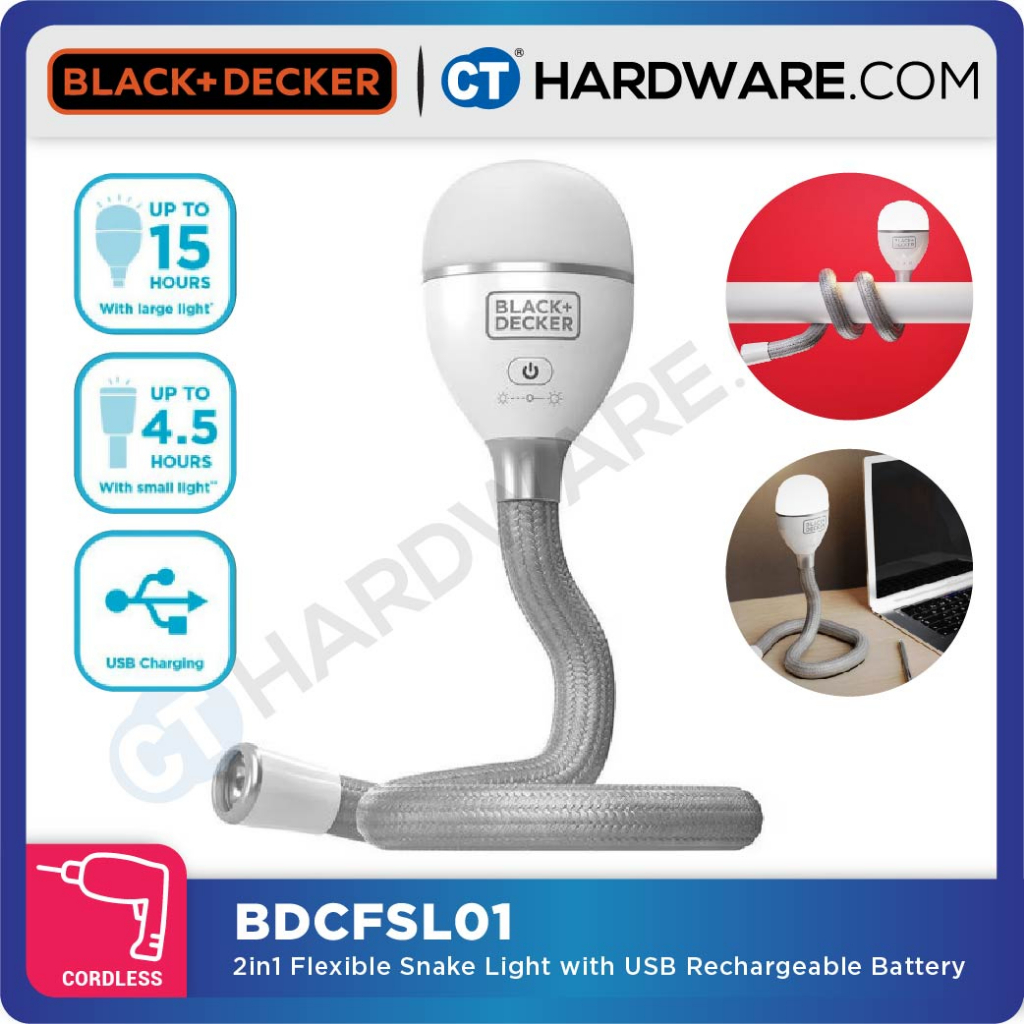 BLACK & DECKER BDCFSL01 2-IN-1 FLEXIBLE LED SNAKE LIGHT WITH USB ...