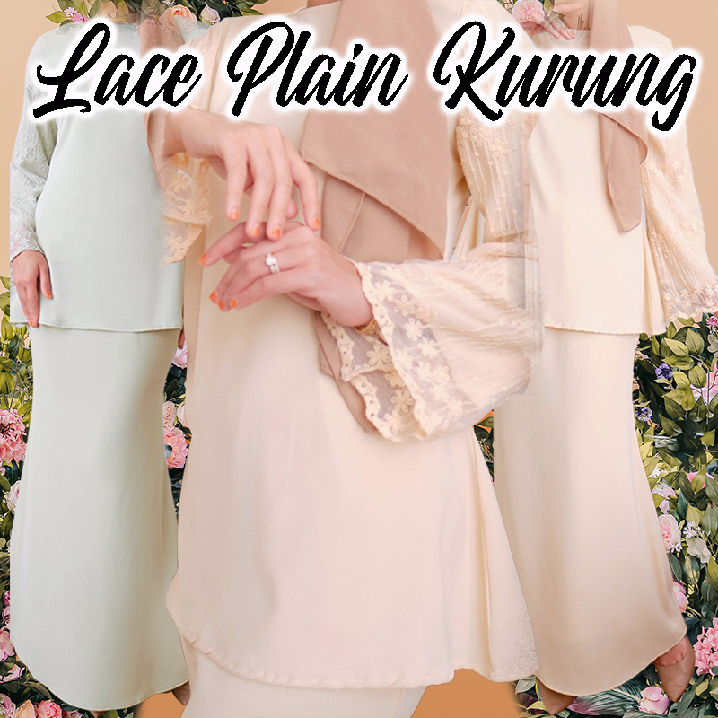Kathlyn BAJU KURUNG MODEN Baju Raya SET 2025 Ironless Kurung LACE PASTEL PLAIN Laces Wudhu ...