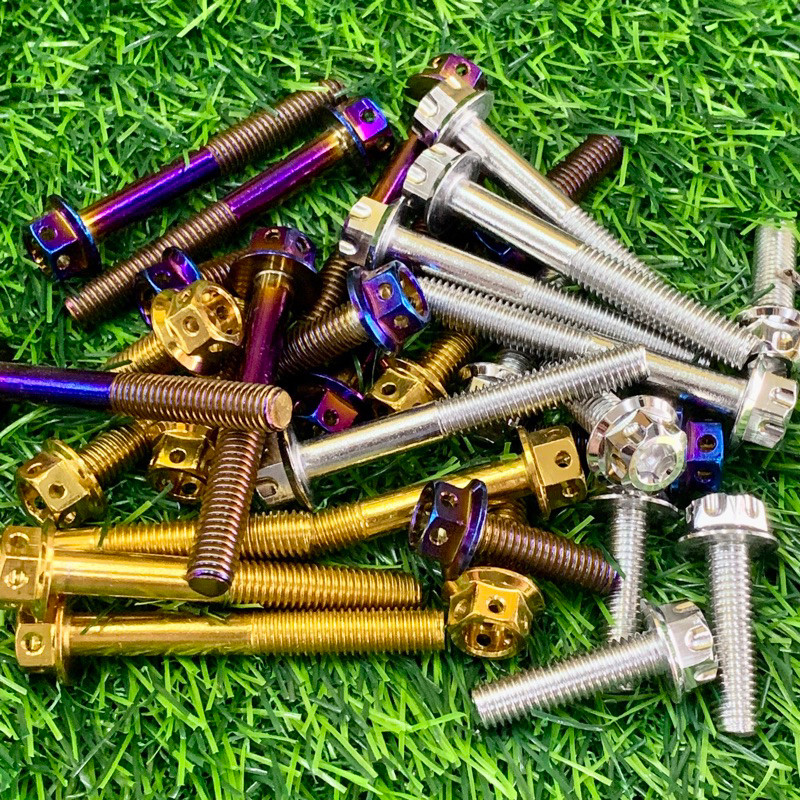 🇹🇭 SKRU M8 SAIZ 12 THREAD 8mm 🇹🇭 SKRU TITANIUM GOLD CHROME ORIGINAL ...