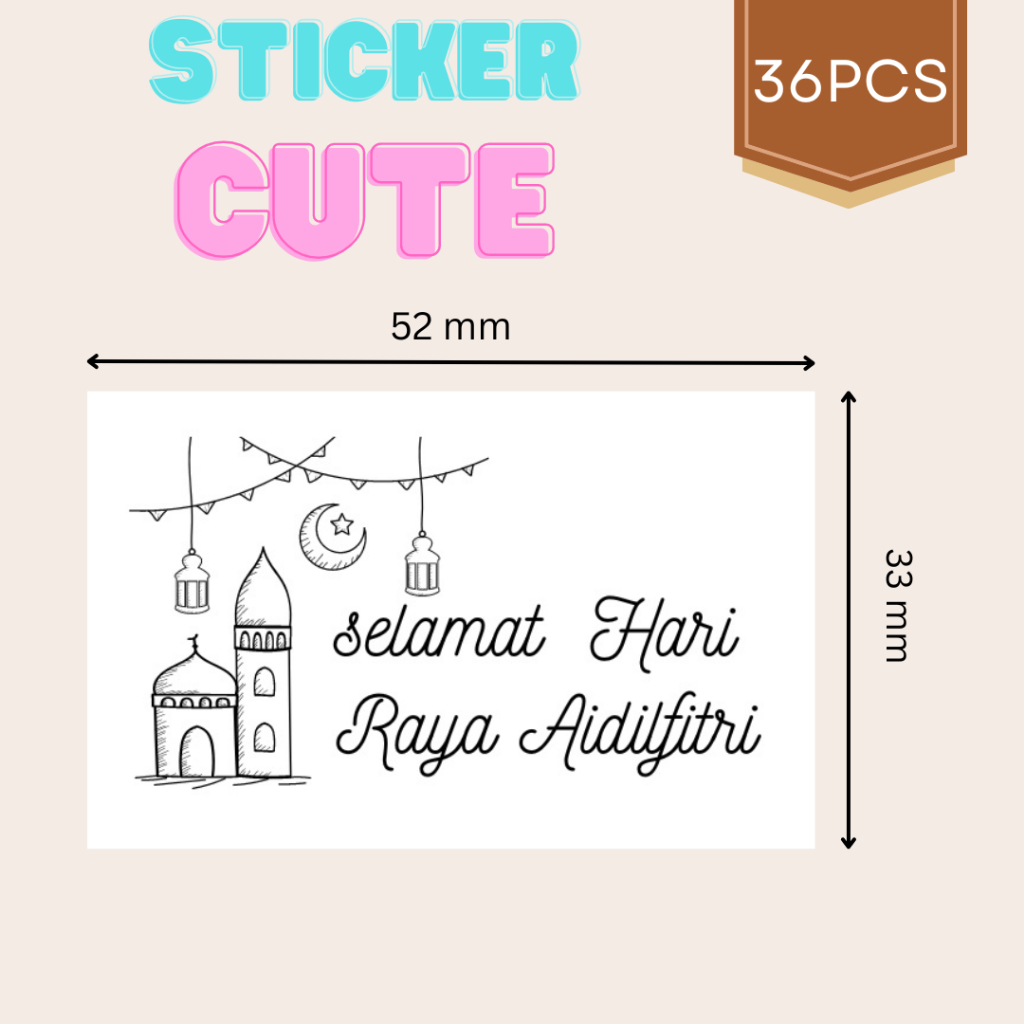 36 pcs Sticker Hari Raya Aidilfiltri Ramadan Kareem Label Mubarak ...