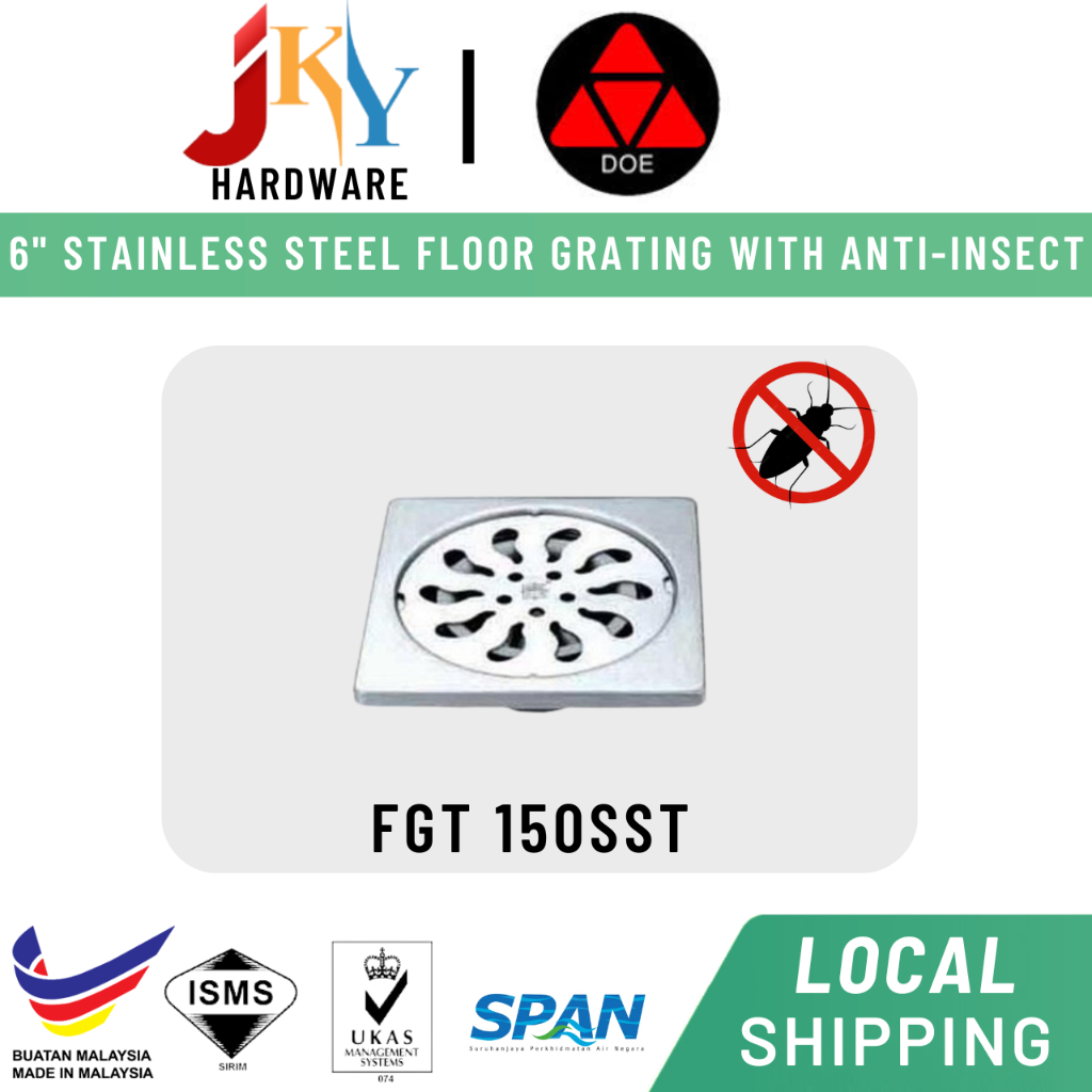 DOE FGT150SST 6" Stainless Steel Floor Grating With Anti-Insect Feature ...