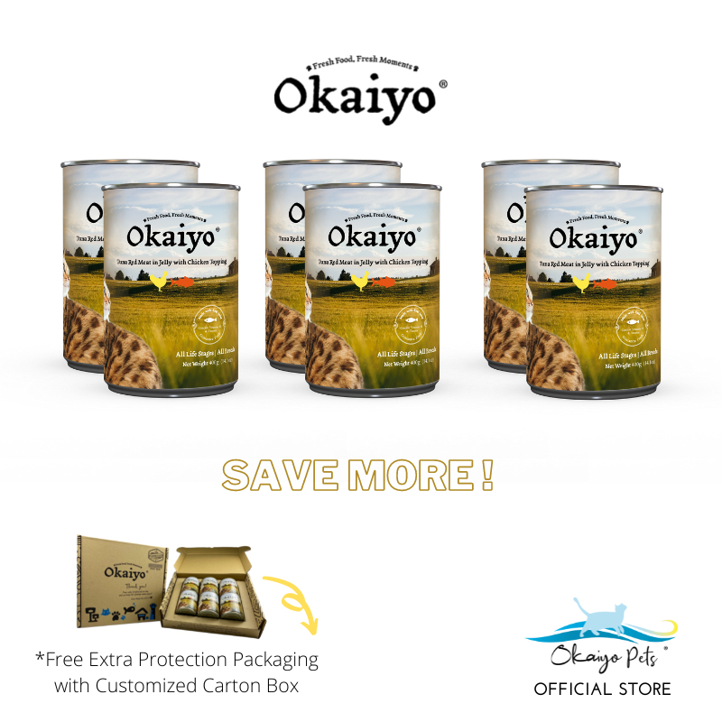 (6 Cans) Okaiyo® Premium Canned Cat Food 400g (Wet Cat Food) Tuna Red ...