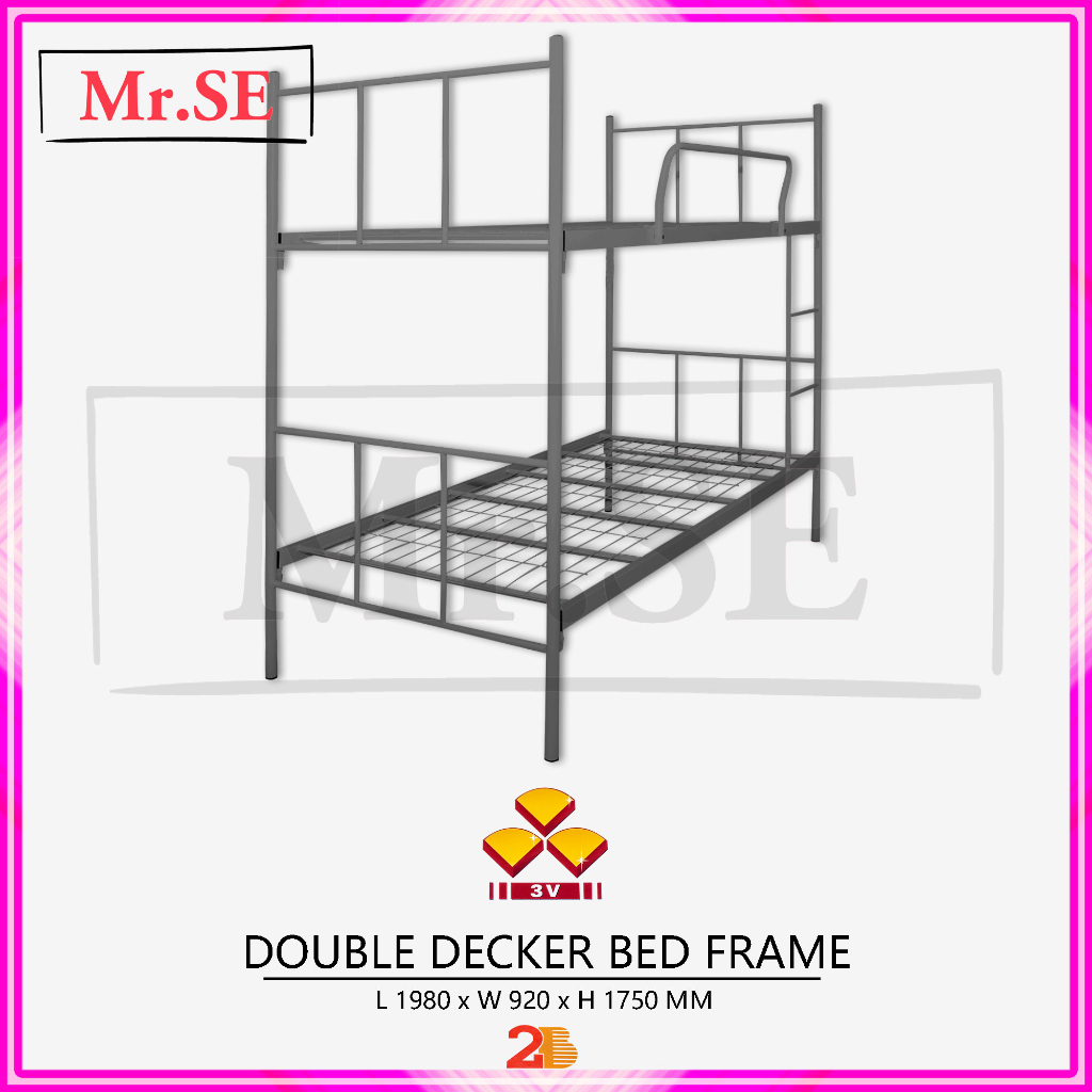 FREE SHIPPING MRSE 3V Powder Coat Metal Double Decker Bed frame Katil ...