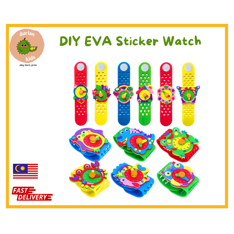 DIY Kids 3D eva Sticker Watch/ Early learning Craft Handmade watch ...