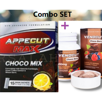 Appecut Choco Max 15 sachets + Venocut Choco Berry 15 tablets | Shopee ...