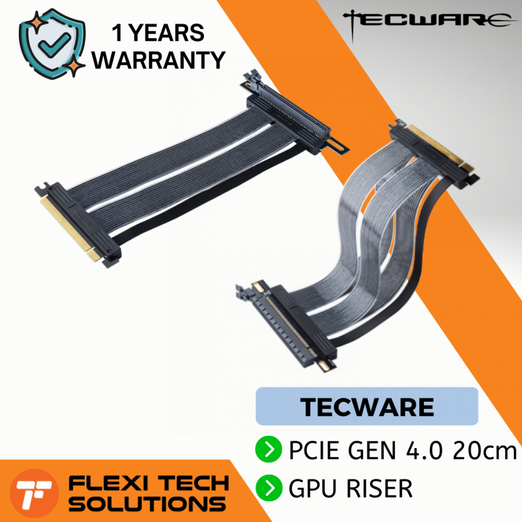 Flexi Tech TECWARE PCIE GEN 4.0 GPU Riser / Riser Cable 20cm Length (90 ...