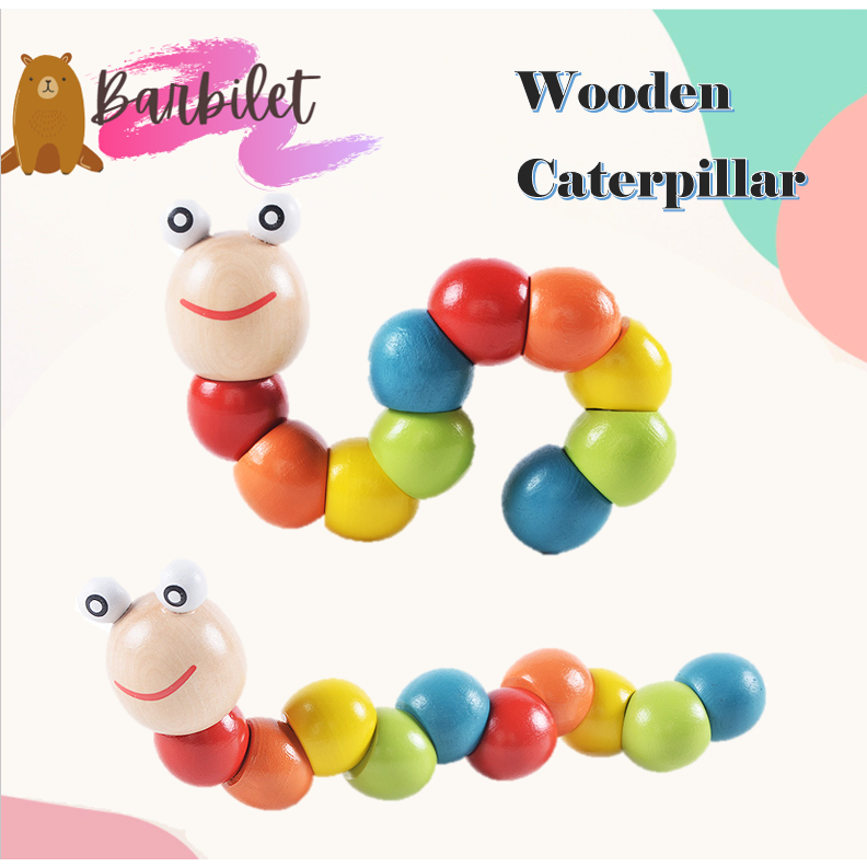 Wooden Twisting Worm Caterpillar Wiggly Worm For Kids Educational Toys ...