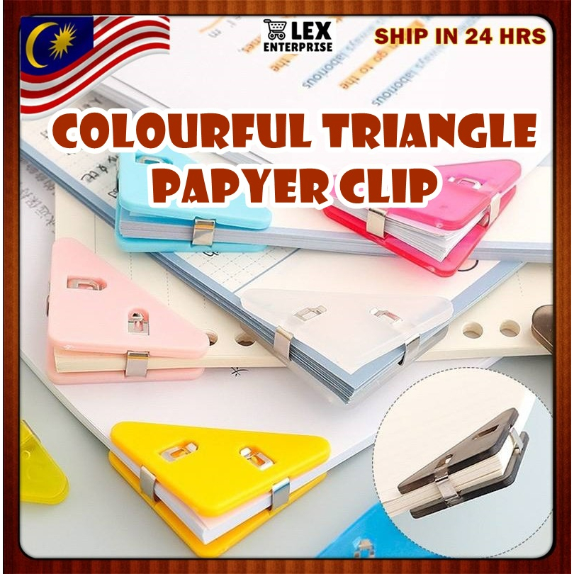 Colourful Triangle Paper Clip Plastic Cute Memo Holder Edge Corner Clip ...
