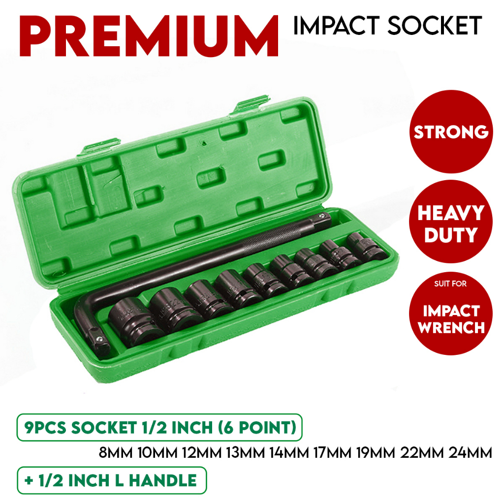 10PCS 1/2" DRIVE BOX SOCKET SET 8MM -21MM (MLG-1810) SEPANA SOKET 套筒扳手 ...