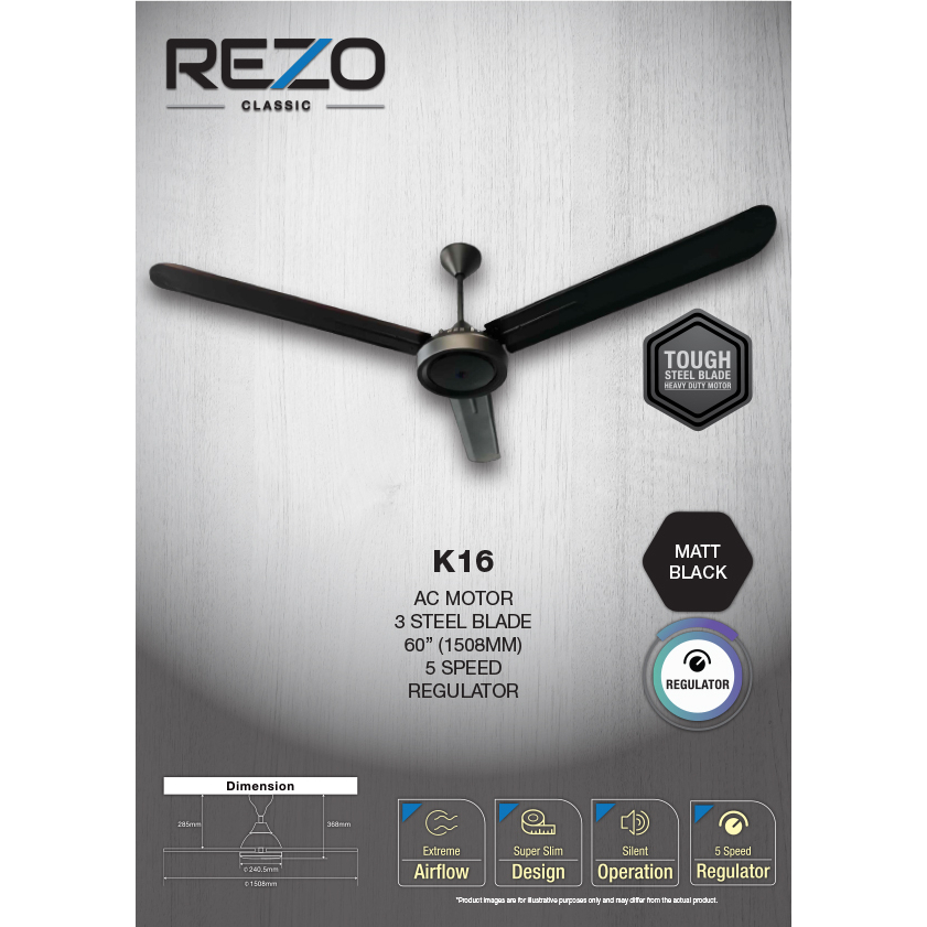 Rezo 3 Blade 5 Speed K16 Ac Motor Ceiling Fan With Regulator Control ...