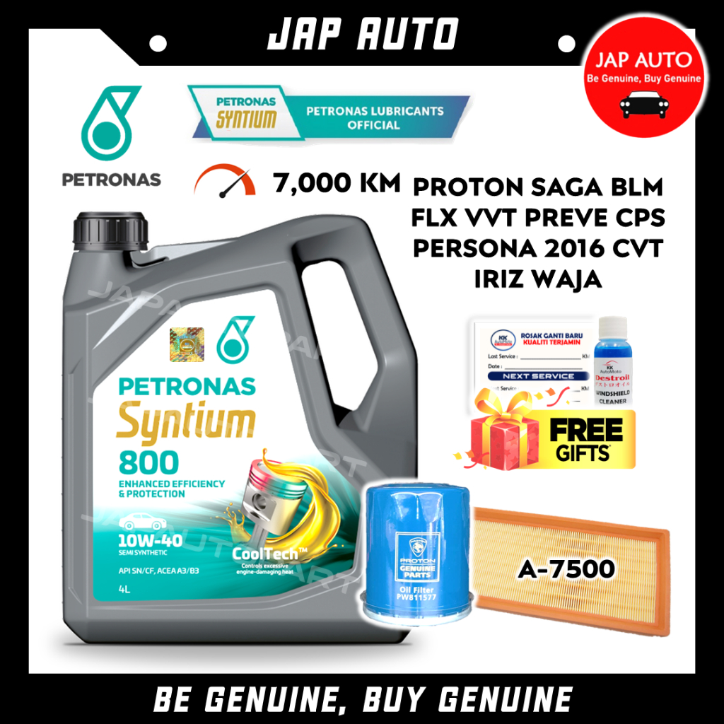 Original Petronas Syntium 800 10W-40 + Oil Filter PW811577 + Air Filter ...