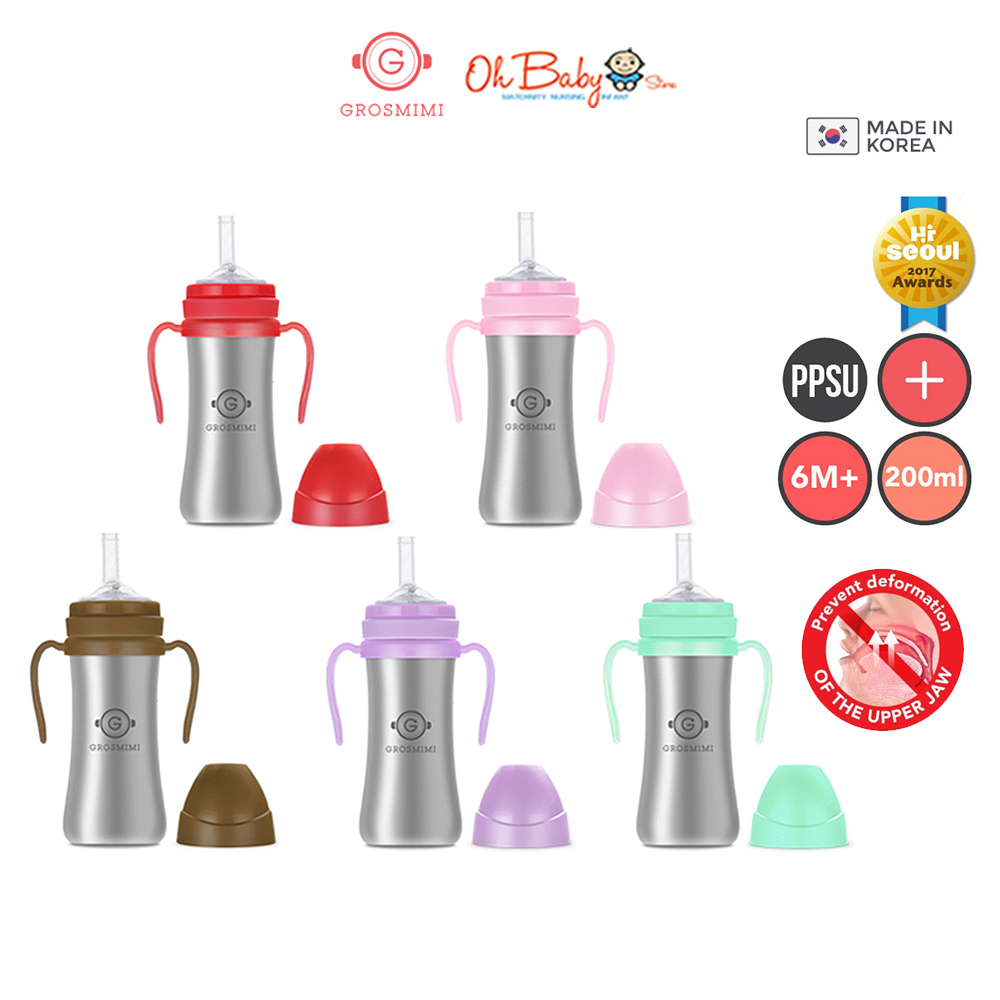 Grosmimi Stainless Straw Cup For 6M+ (200ml) | Shopee Malaysia