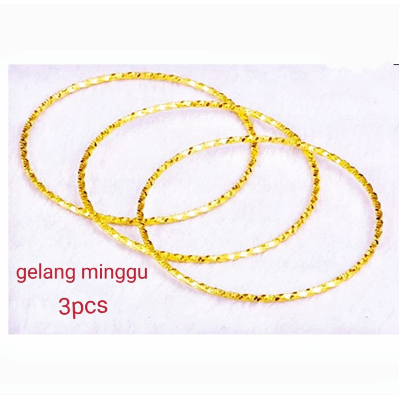 Bangle Gelang minggu 2.0mm dewasa 1 set 3pcs Emas Bangkok | Shopee Malaysia