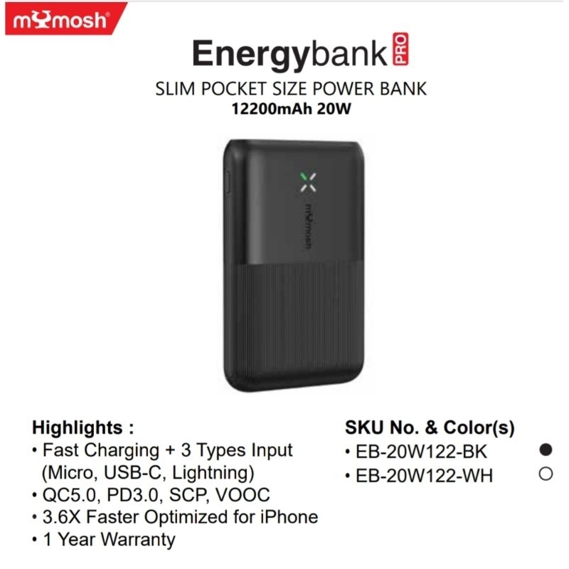 MYMOSH ENERGYBANK PRO 20W 12200mAH | Shopee Malaysia