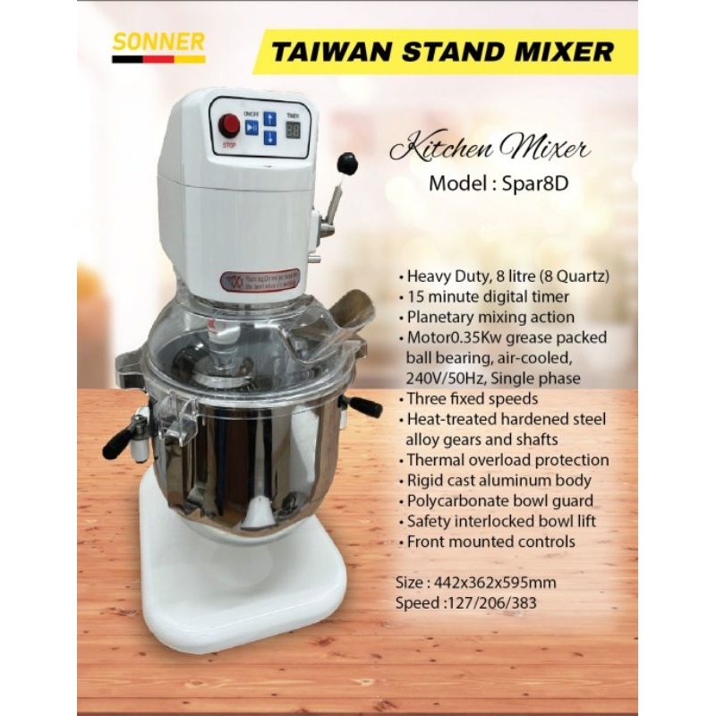 Table Top Mixer Spar8l mixer (8.0L) White Bowl-Lift Stand Mixers Heavy ...