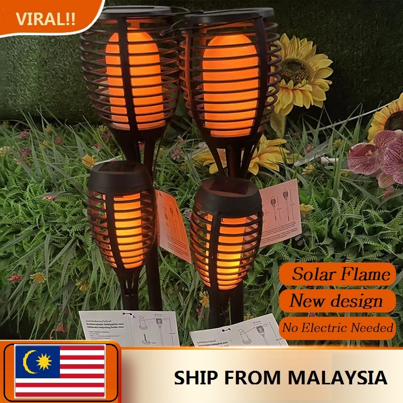(Bulk Deal) 12pcs Solar Flame Lampu Pelita Raya Viral Lamp Fire Light ...
