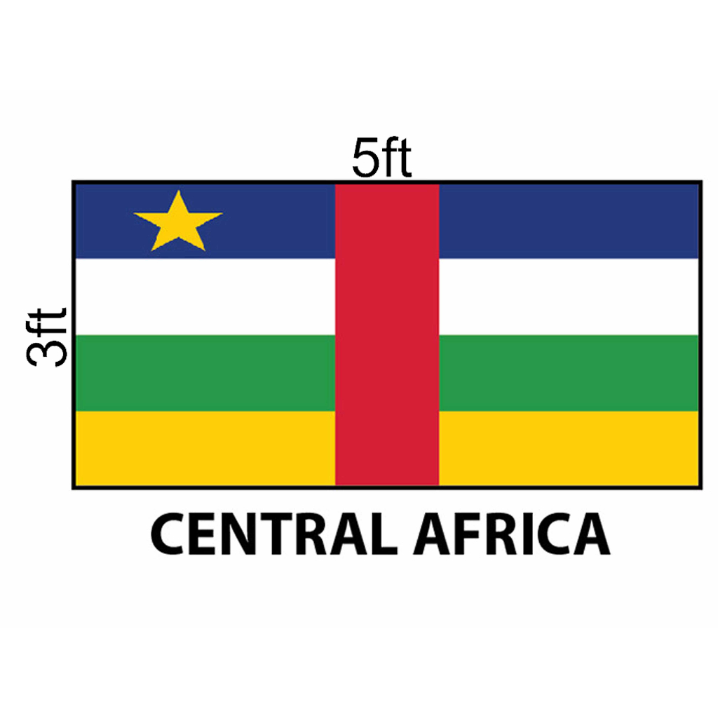 Central Africa Flag 3x5ft, Bendera Central Africa 3x5ft, Polyester ...