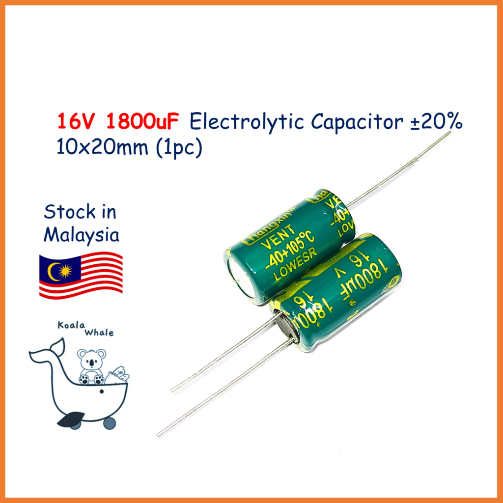 16V 1800uF Electrolytic Capacitor Kapasitor 10x20mm 16V1800UF Elco (1pc ...
