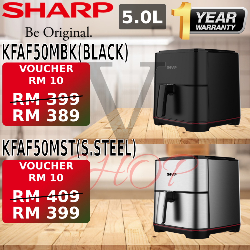 SHARP 5L AIR FRYER KFAF50MBK / KFAF50MST // SHARP 7L AIR FRYER ...