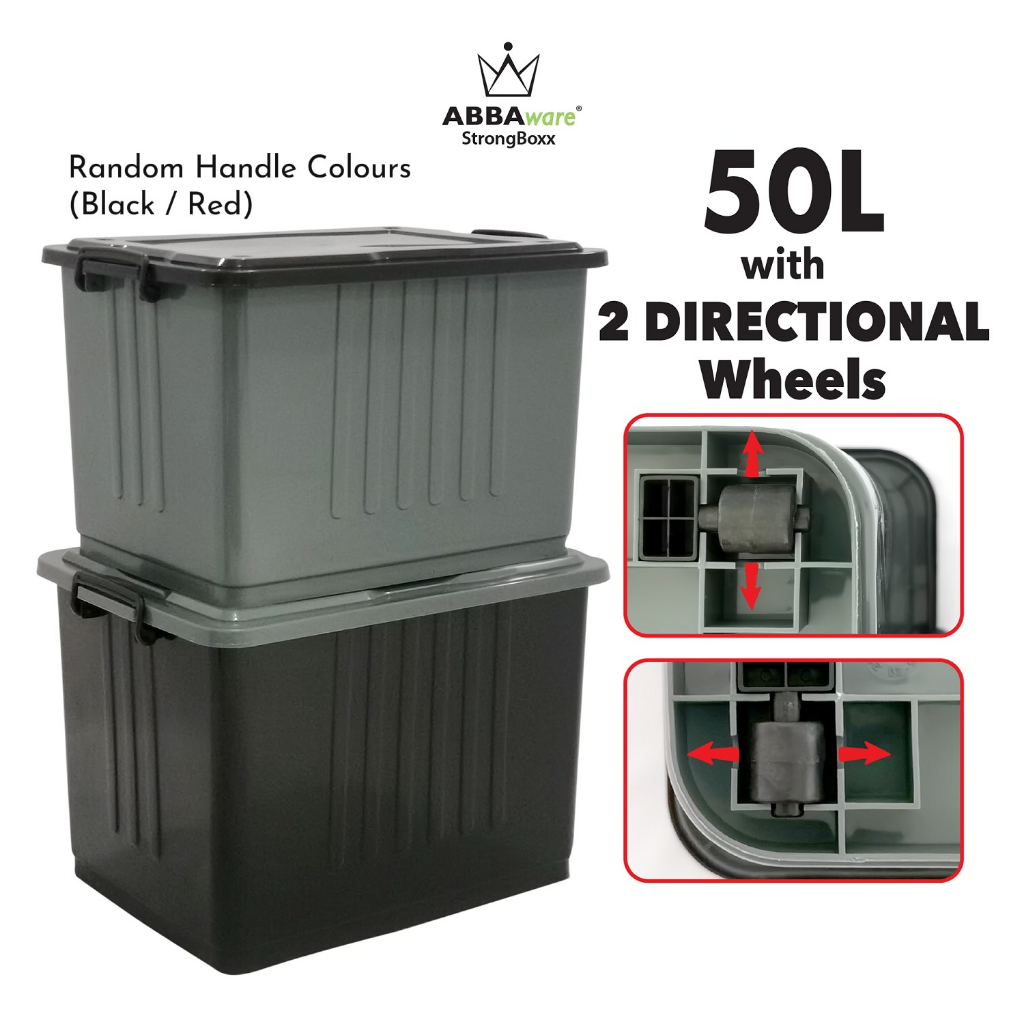 Abbaware Storage Box 50 Litre /Kotak Simpanan dengan roda/Storage Box ...