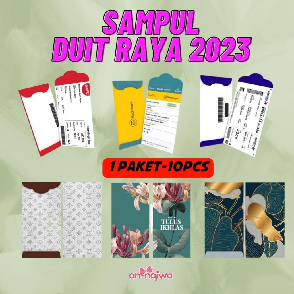Yuna Valet Sampul Duit Raya 2023 Exclusive Murah 1 Paket 10pcs Corak ...