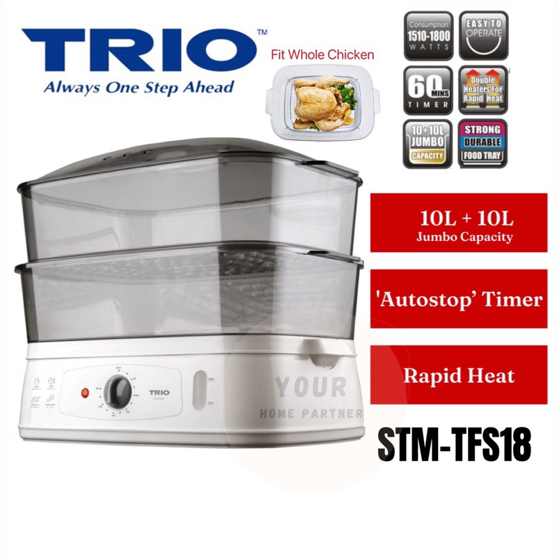[Free Bubble Wrapping]Trio Food Steamer 2 Tier TFS-18 [10L+10L ...