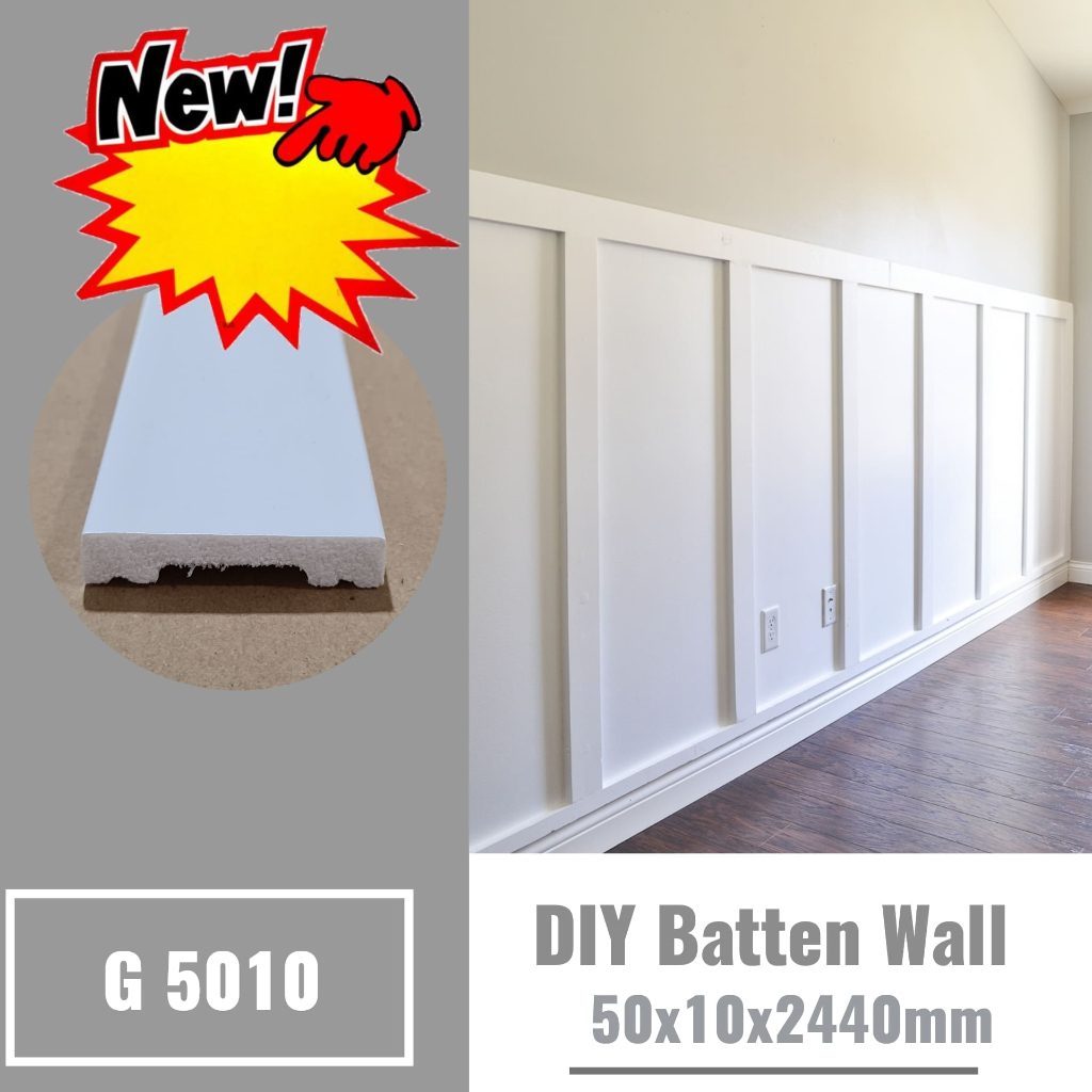 PVC DIY BATTEN WALL/PRE CUT/50MM WAINSCOTING/BOARD BATTEN WALL/DECO ...