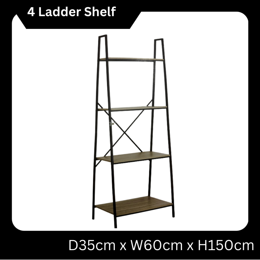 Rak Kayu Serbaguna Buku Hiasan Ruang Tamu Bilik 4 Tier Ladder Shelf ...
