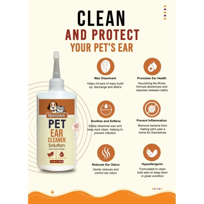 Nanovet Pet Ear Cleaner Solution for Cat and Dog - 150ml | Shopee Malaysia