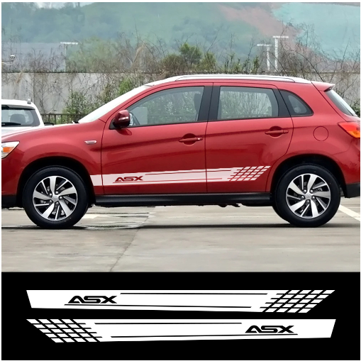 2pcs Car Side Skirts Stickers For Mitsubishi ASX Auto Vinyl Film Long ...