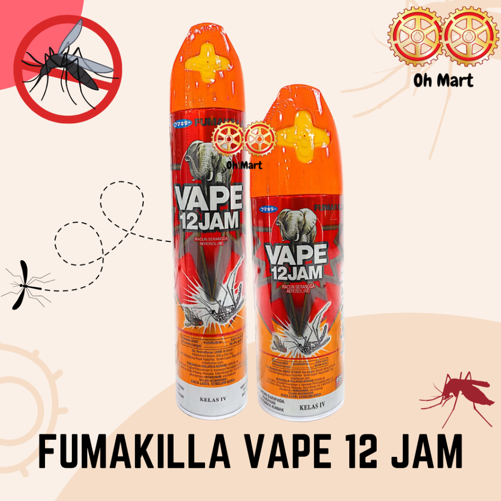 Fumakilla VAPE 12 Jam Racun Serangga Aerosol (AE) 276ml-552ml | Shopee ...