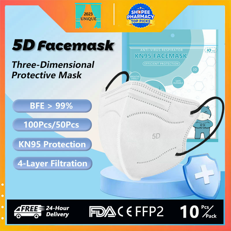 ZOCN 100Pcs 5D Facemask kn95 5 layers of protection Disposable ...