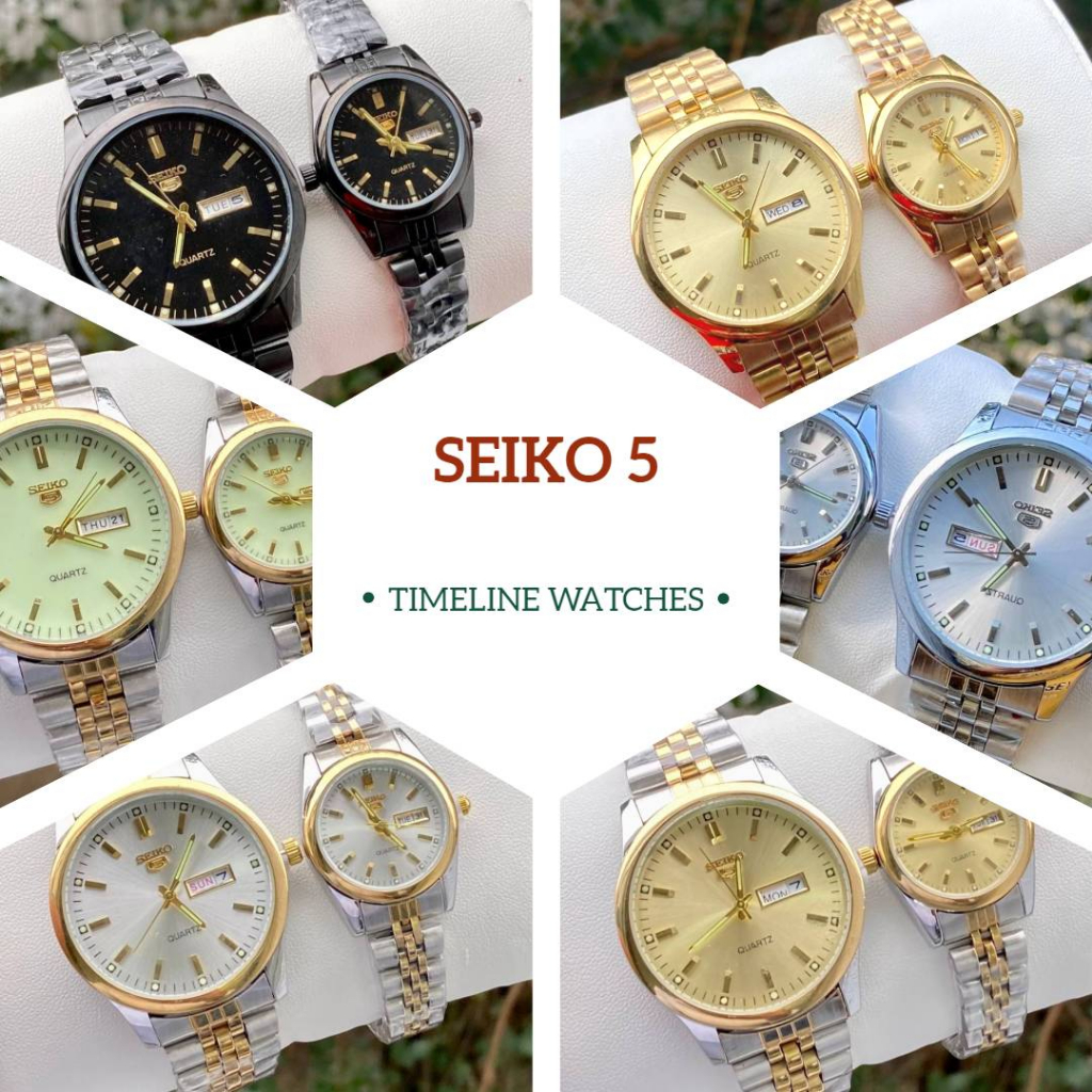 SPECIAL PROMO SEIKO_5 ANALOG WATERPROOF STAINLESS STEEL WATCH SET FOR ...