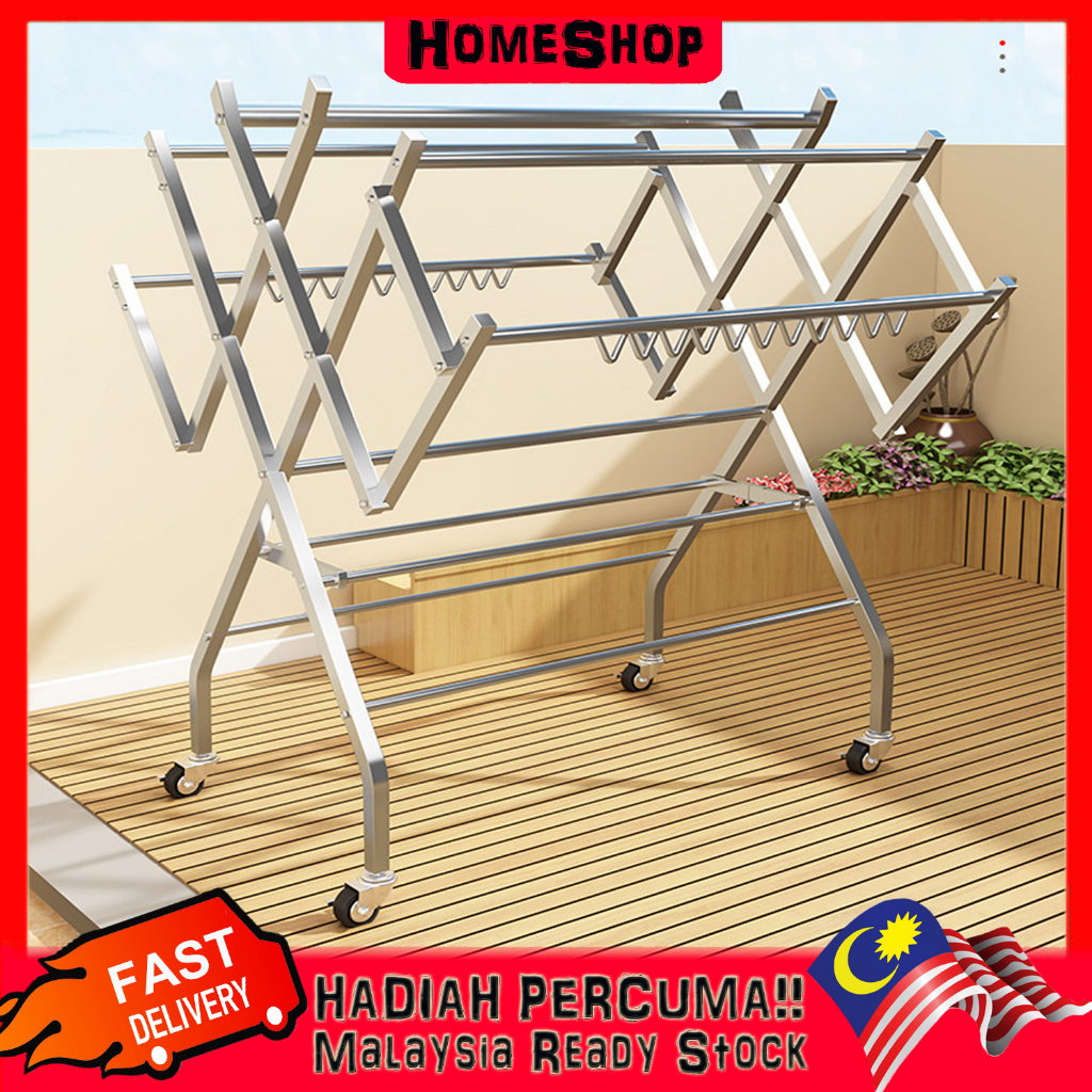 HomeShop Clothes Drying Rack X Shape Foldable Rak Penyidai Baju Laundry ...