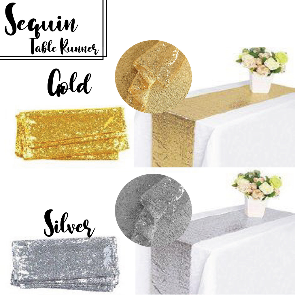 (TABLE RUNNER SEQUIN )table runner sequin deco/hiasan meja ...