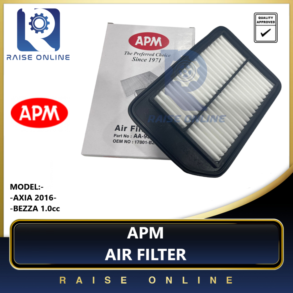 APM AIR FILTER FOR PERODUA AXIA 2016-2022 BEZZA 1.0 AA-9301 / 17801 ...