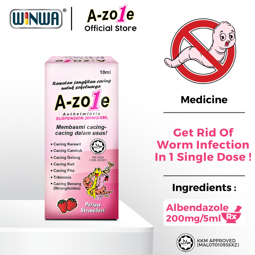 A-ZOLE Suspension Strawberry (10ml) - Albendazole For Deworm | Shopee Malaysia