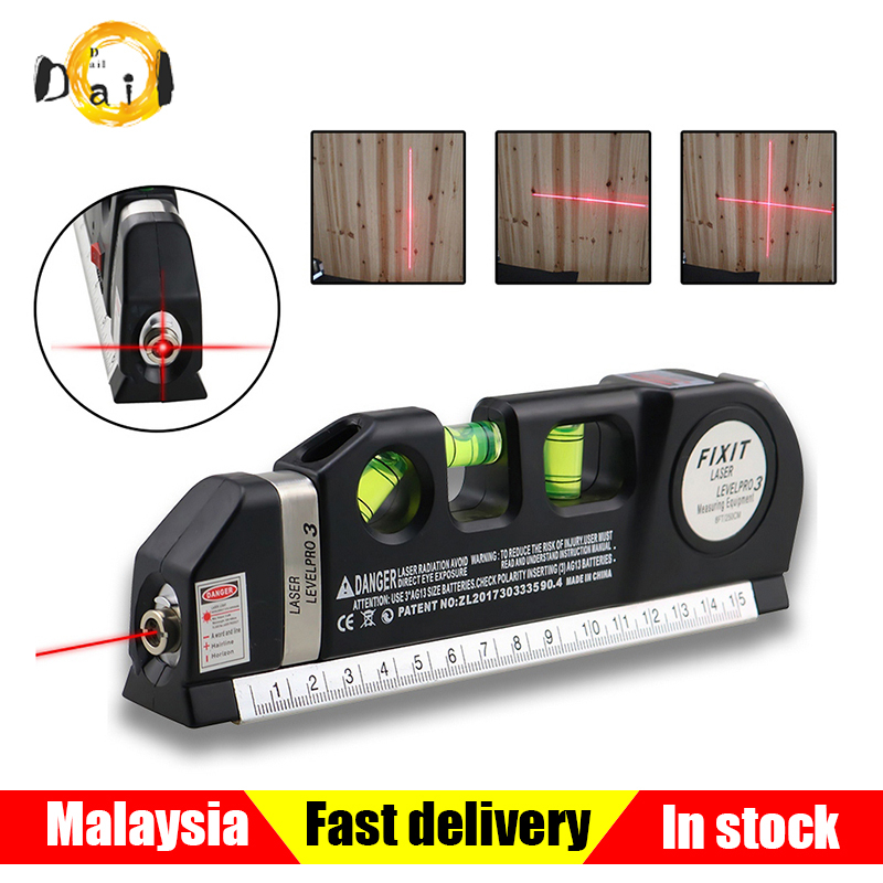 Laser Level Vertical Horizontal 2 Lines Lasers Ruler Measure Tape Aligner Bubbles Ruler ...