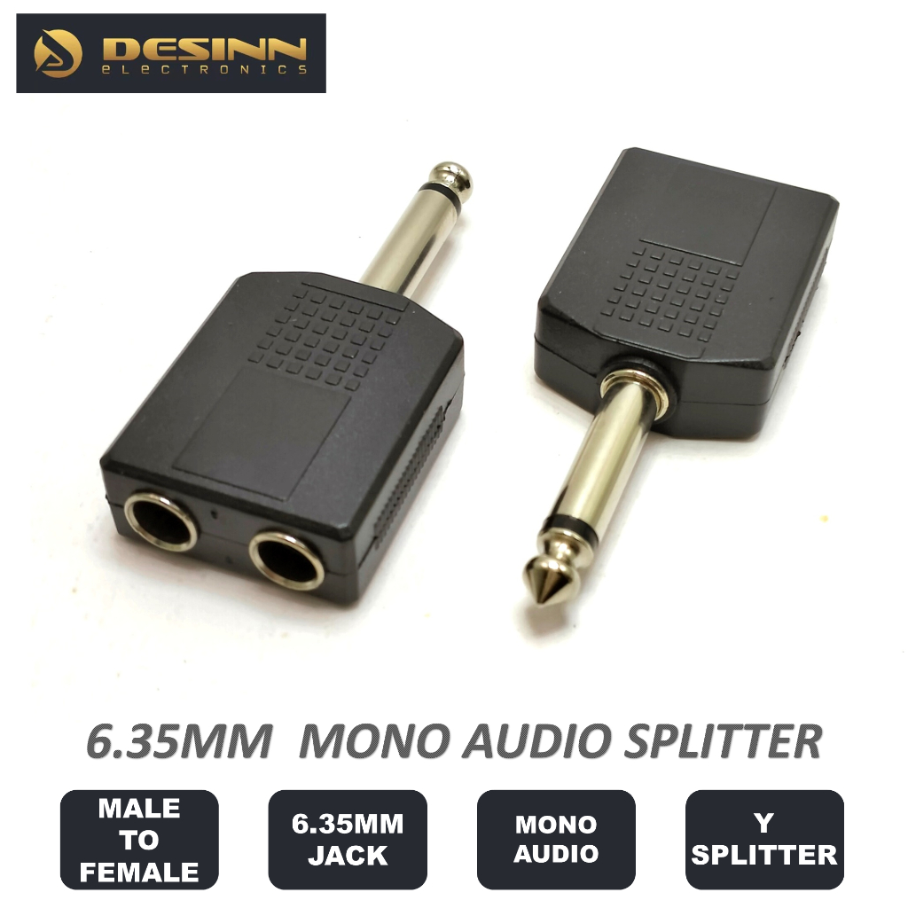 1/4" 6.35mm Stereo Plug Male to Dual 6.35mm Jack Female Splitter ...